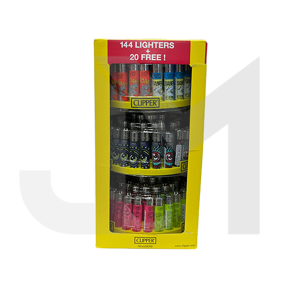 Clipper CP11 3 Tier Carousel CDU 144 + 20 Mixed Design Lighters - CL3H – JM Wholesale Ltd