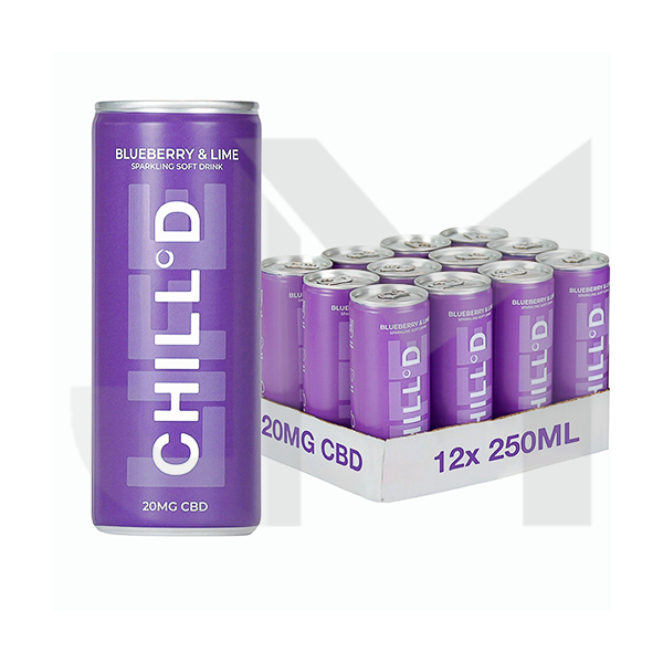 12 x CHILL°D 20mg CBD Sparkling 250ml Blueberry & Lime