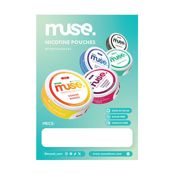 FREE Muse Nic Pouches Promotional A5 Poster - For Your Business! 2 Per