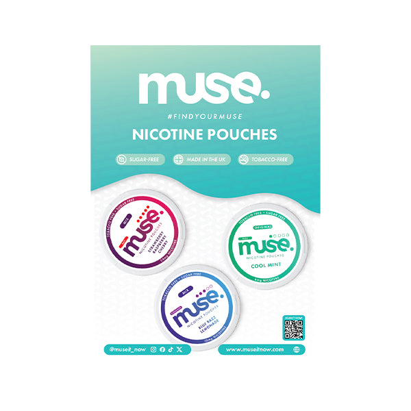 FREE Muse Nic Pouches Promotional A3 Poster - For Your Business! 2 Per