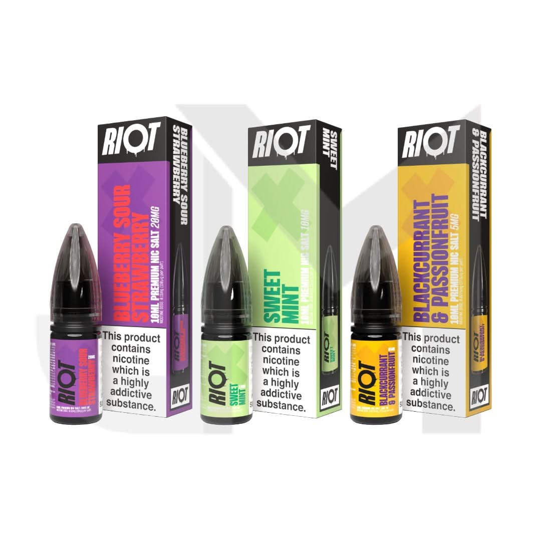 20mg RIOT X Premium Nic Salts 10ml | UK Wholesale – JM Wholesale Ltd