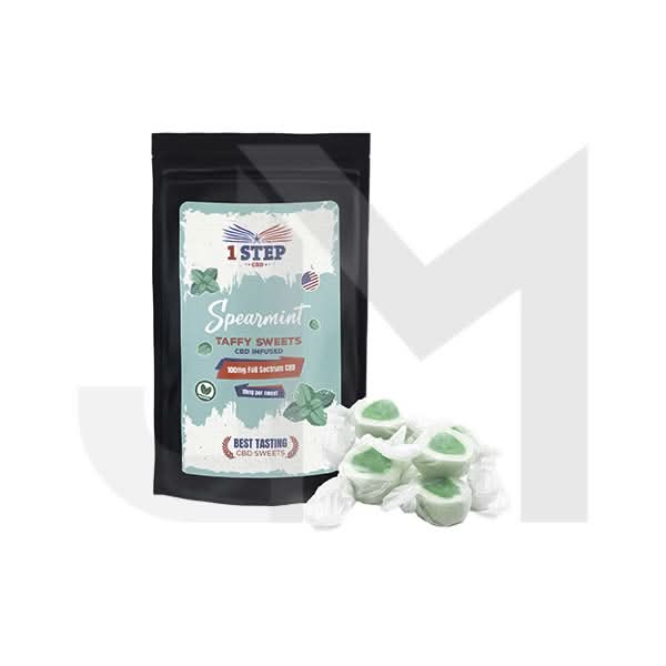1 Step CBD 100mg Full Spectrum CBD Spearmint Taffy Grab Bag - 60g | UK