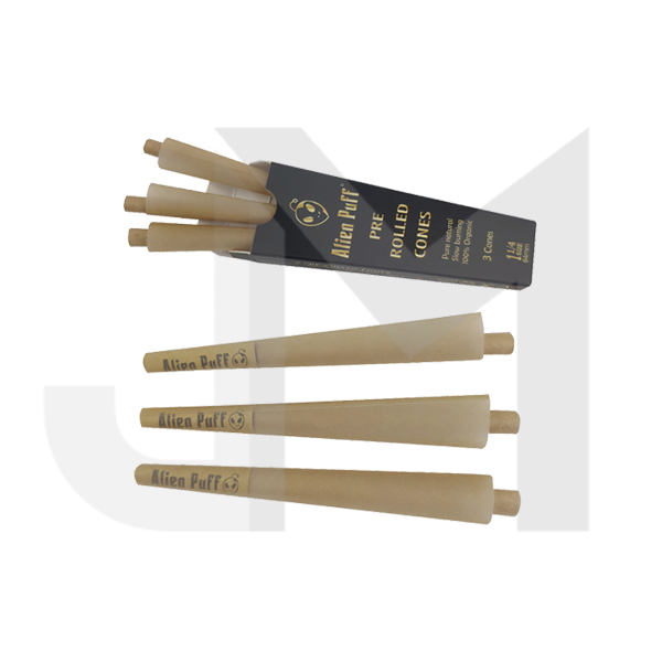 72 Alien Puff Black & Gold 1 1/4 Size Pre-Rolled Cones ( HP2550APC )