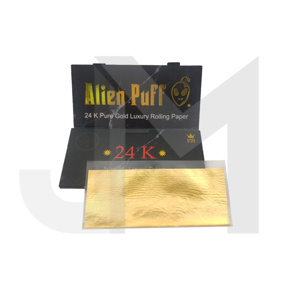 12 Alien Puff Black & Gold King Size 24K Gold Rolling Papers ( HP175AP