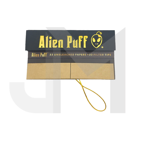 33 Alien Puff Black & Gold King Size Elastic Band Unbleached Papers