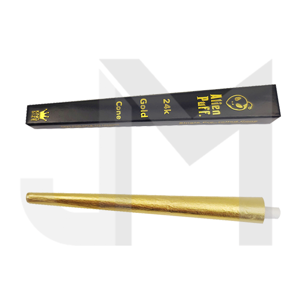 9 Alien Puff Black & Gold King Size Pre-Rolled 24K Gold Cones ( HP194A