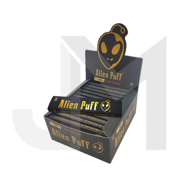 33 Alien Puff Black & Gold King Size Unbleached Brown Rolling Papers